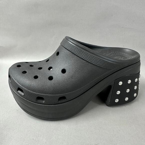 CROCS | Shoes | Crocs Siren Studded Platform Clog Mule Black Womens ...